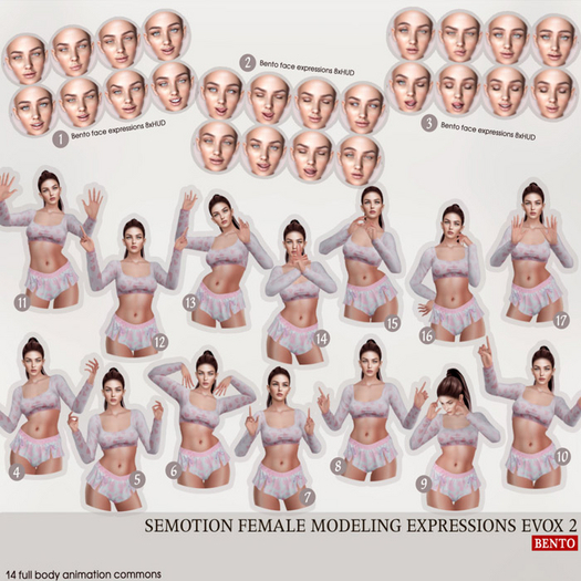 Second Life Marketplace - 2. [Box] SEmotion Female Bento Expressions RARE